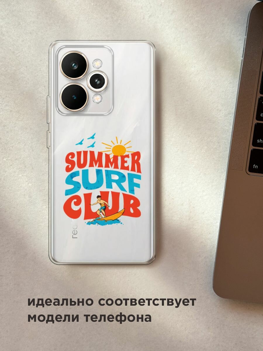 Чехол на Realme 15 Pro / Реалми 15 Про с принтом "Summer surf club", прозрачный — фото 1