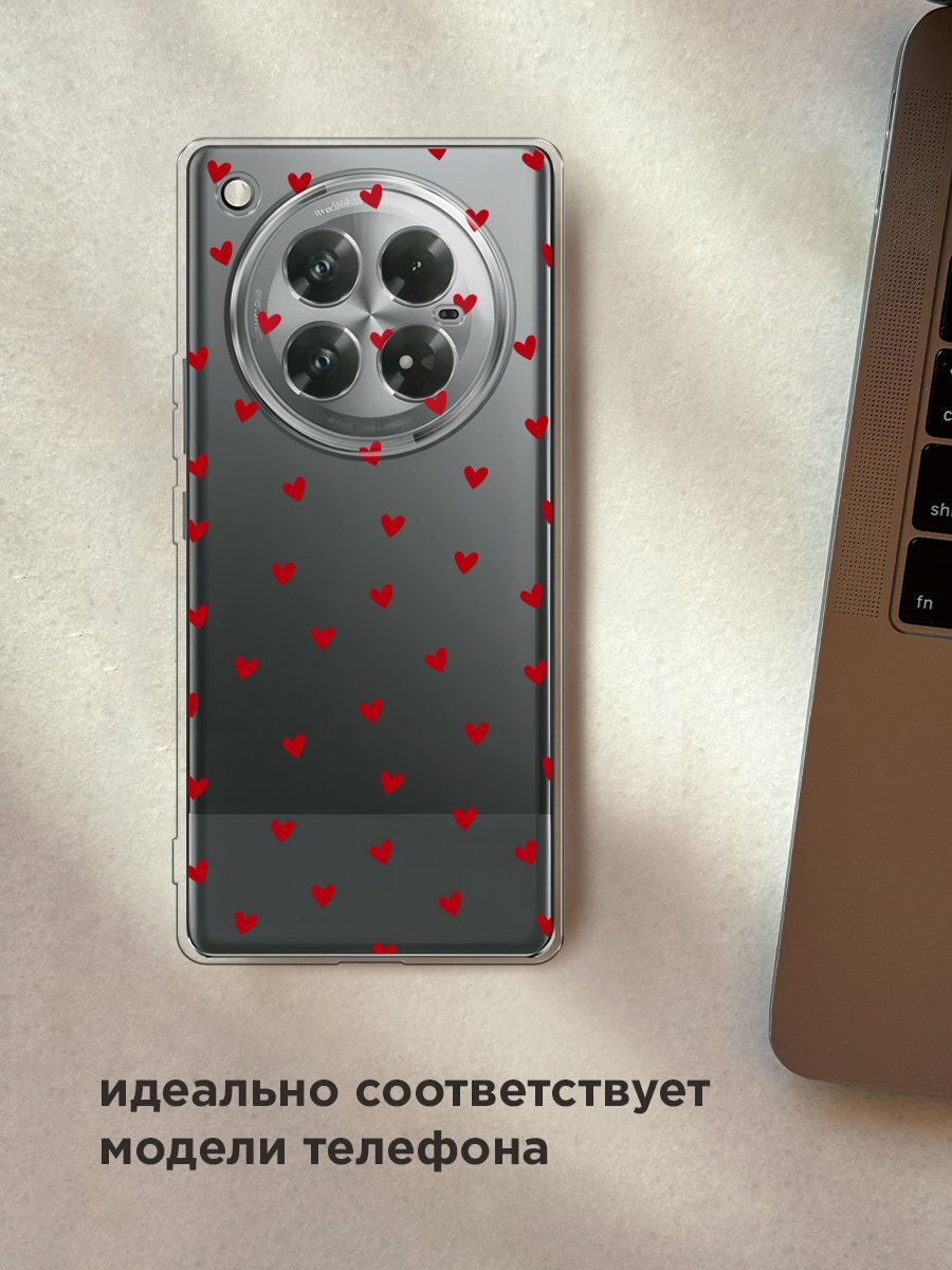 Чехол на Infinix Zero 40 5G / Инфиникс Зеро 40 5G с принтом "Red hearts", прозрачный — фото 1