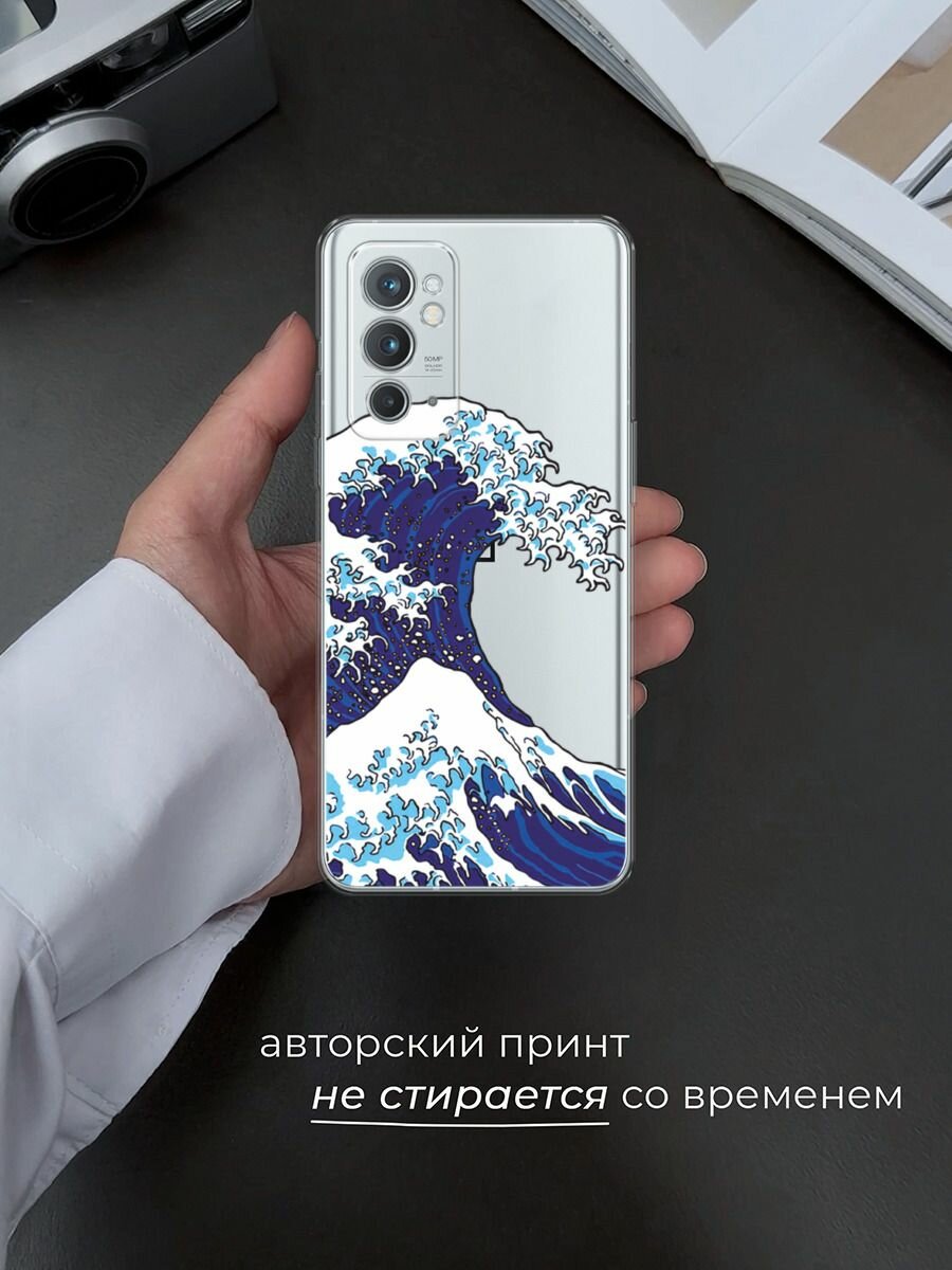 Чехол на OnePlus 9RT / ВанПлас 9RT с принтом "Волна над Фудзи", прозрачный — фото 1