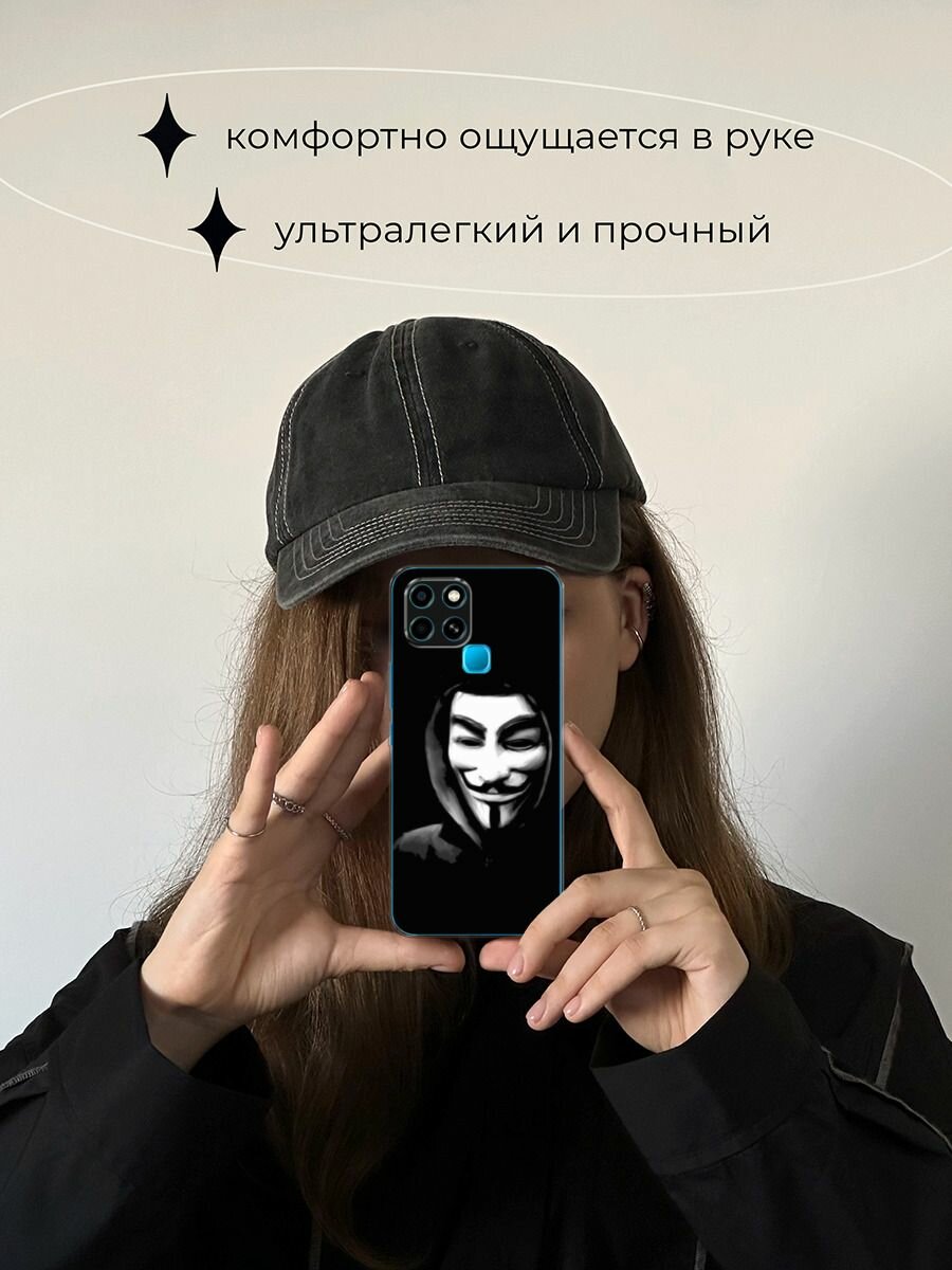 Чехол на Infinix Smart 6 / Инфиникс Смарт 6 с принтом "Анонимус" — фото 1