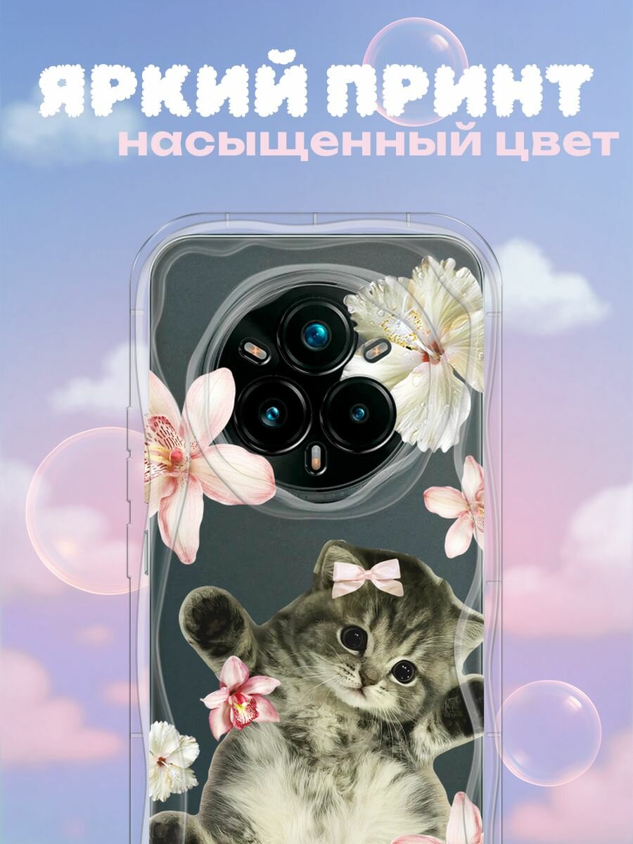 Чехол на Realme 14 Pro / Реалми 14 Про с принтом "Котенок в цветах" — фото 1