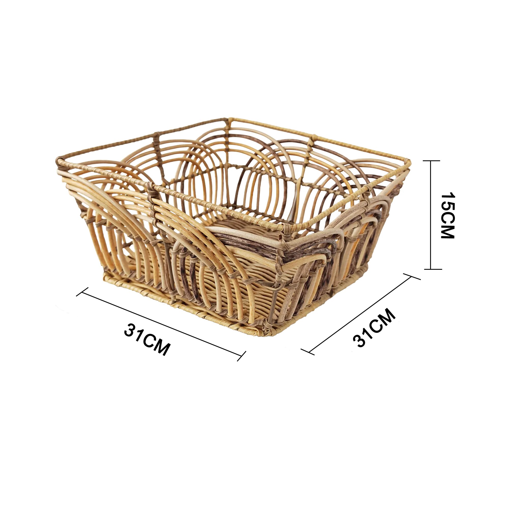 KONSENSA Короб-органайзер ротанг 31x31x14 см черный для хранения дома и офиса