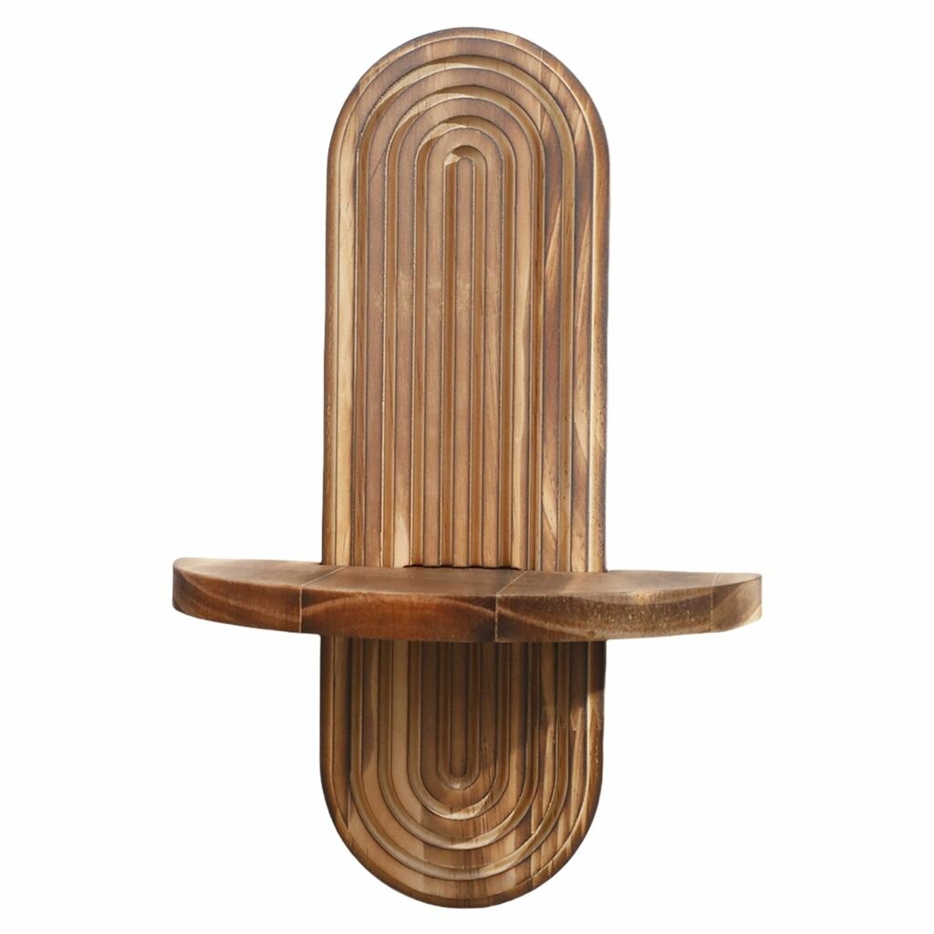 Креативная настенная полка из массива дерева с овальной резьбой, изготовленная на древесном угле-однослойная