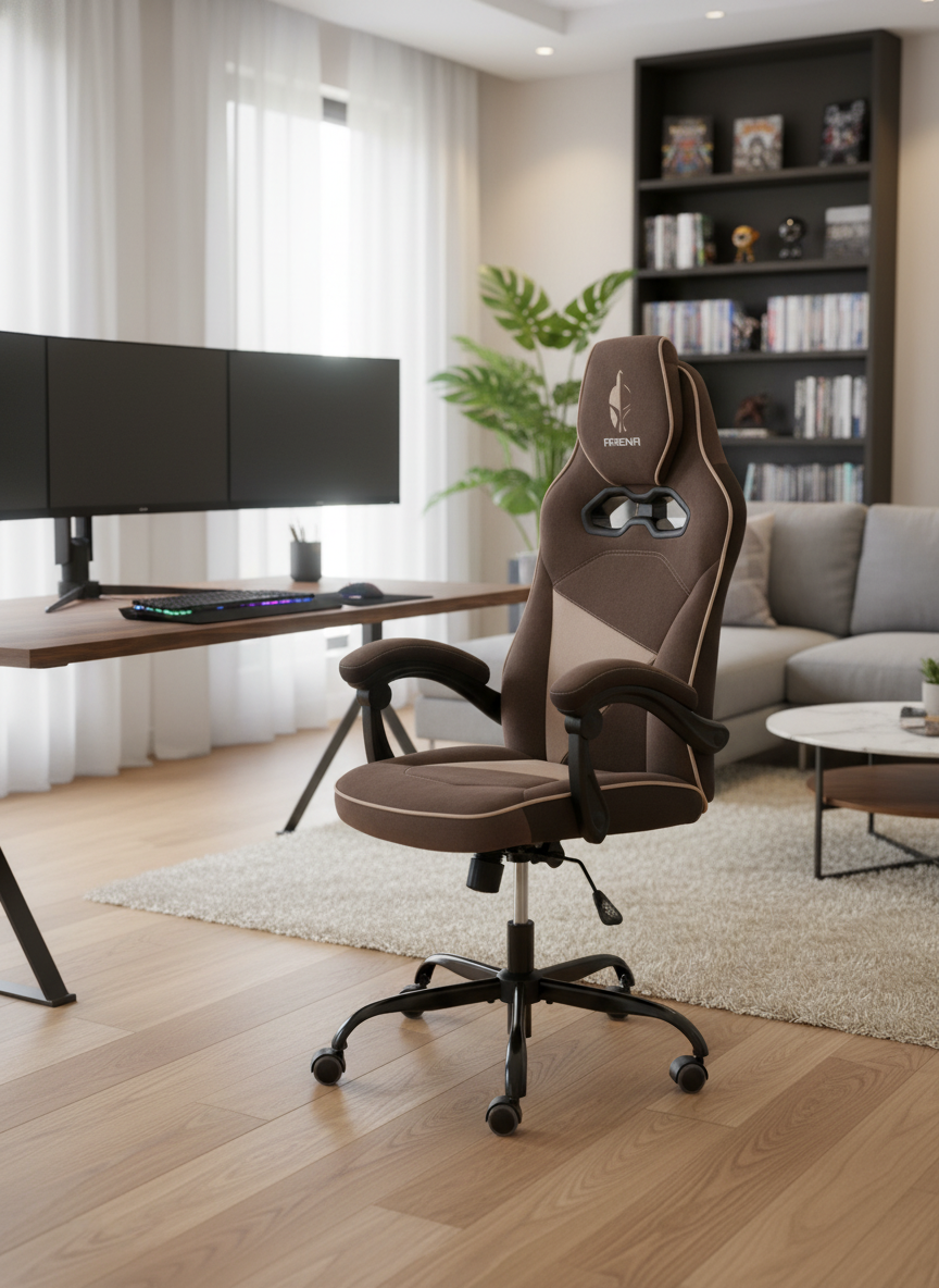 Кресло компьютерное игровое TetChair, качание с фиксацией, усиленная крестовина, велюр, коричневый