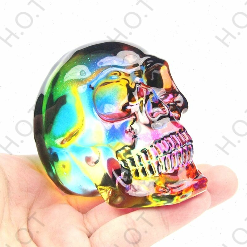 Хрустальный череп, декоративный, цветной,7.5*5.5*6.5