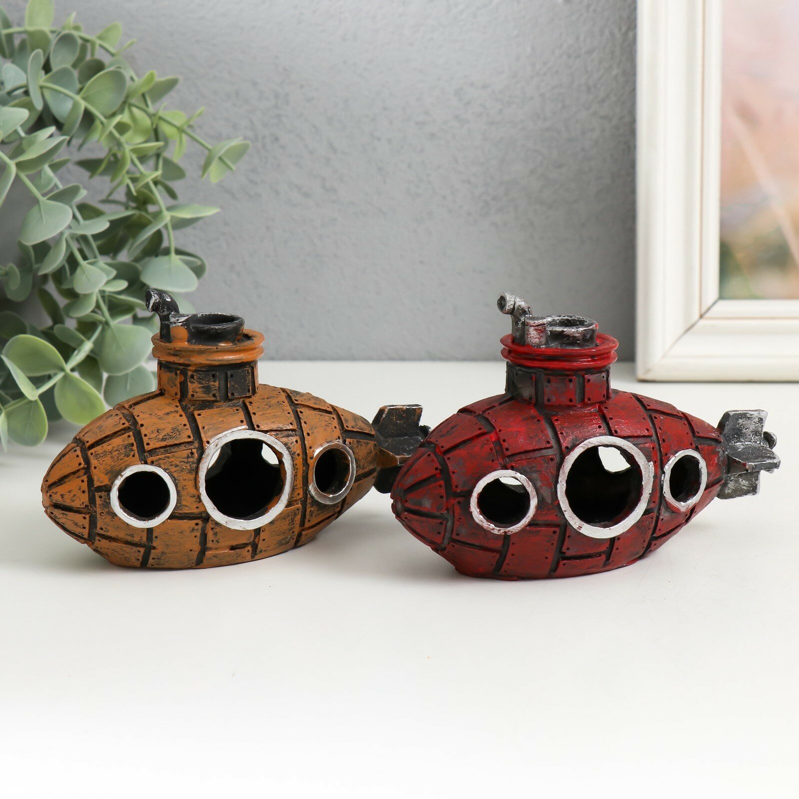 Фигура для флорариума «Подводная лодка», полистоун, 14×7×9 см, микс