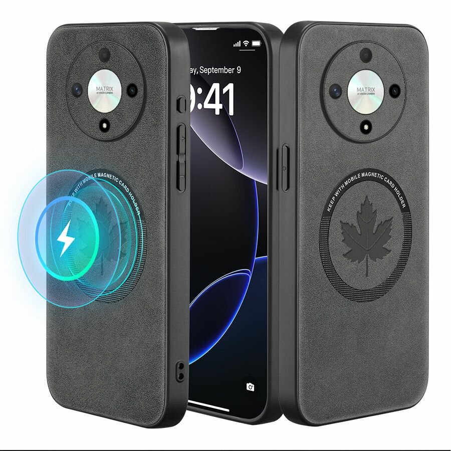 Рисунок кленового листа MagSafe чехол для Honor X9b/X50/Magic 6 Lite(Хонор X50/икс9б/Мейджик 6 Лайт) Нескользящий и удобный