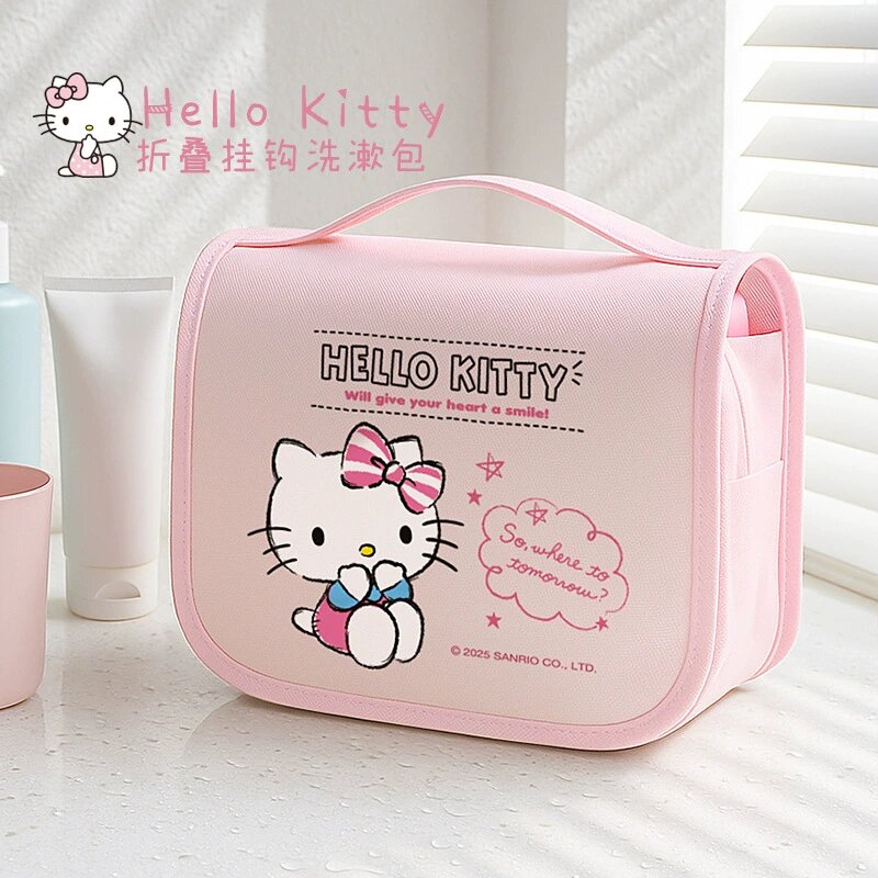 Сумка для туалетных принадлежностей Sanrio, оригинальная, с изображением кота Куроми, большая вместимость, складная, с