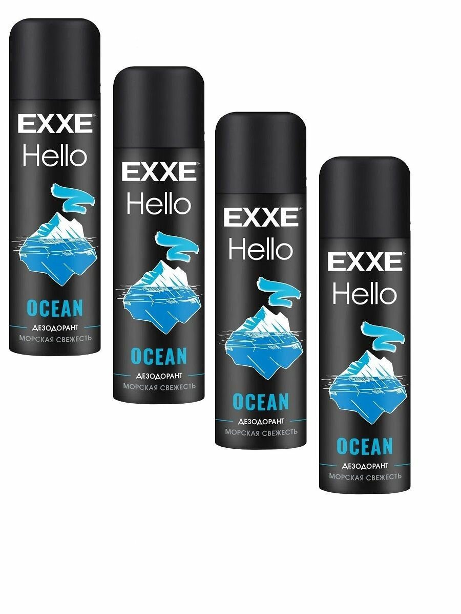 Дезодорант-спрей Exxe Hello Ocean Морская свежесть, мужской, 150мл, 4 шт
