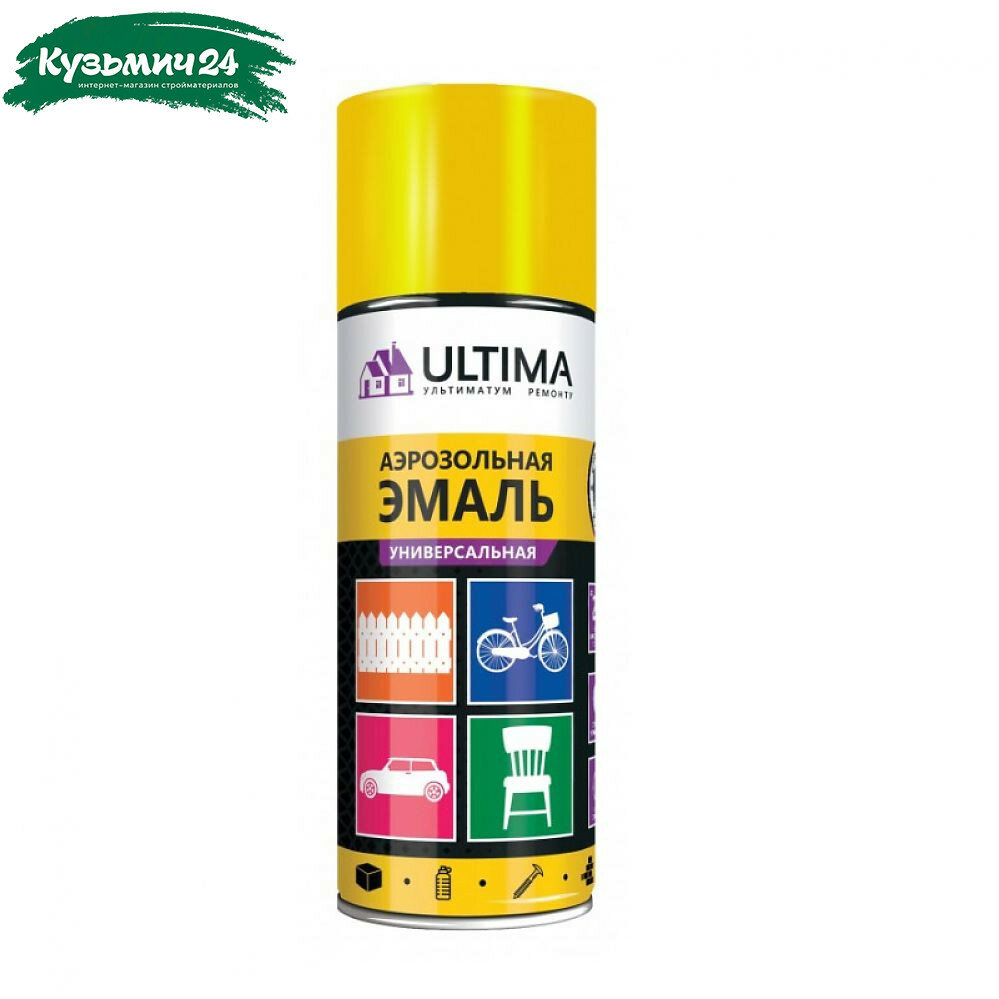 Эмаль аэрозольная ULTIMA ULT016 RAL 1018, акриловая, универсальная, желтый, 520 мл