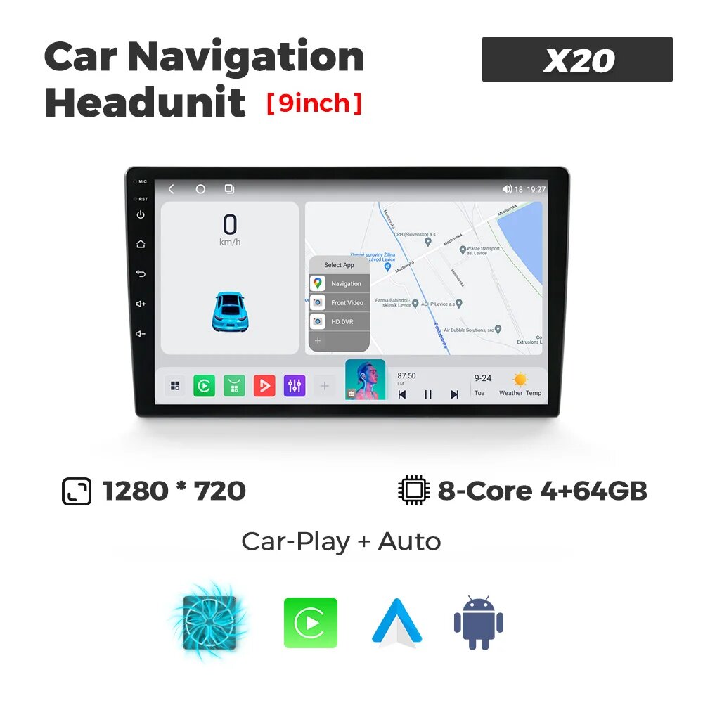 MEKEDE 8-ядерный универсальный Android 14 автомагнитола стерео 4GB+64GB UIS8581 Беспроводной Carplay AUTO 4G LTE Автомобильные интеллектуальные системы 9inch X20 4-64