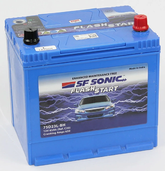Аккумулятор автомобильный SF SONIC 75D23L 65 Ah 650A ОП (232x173x225) D23L 232x173x225
