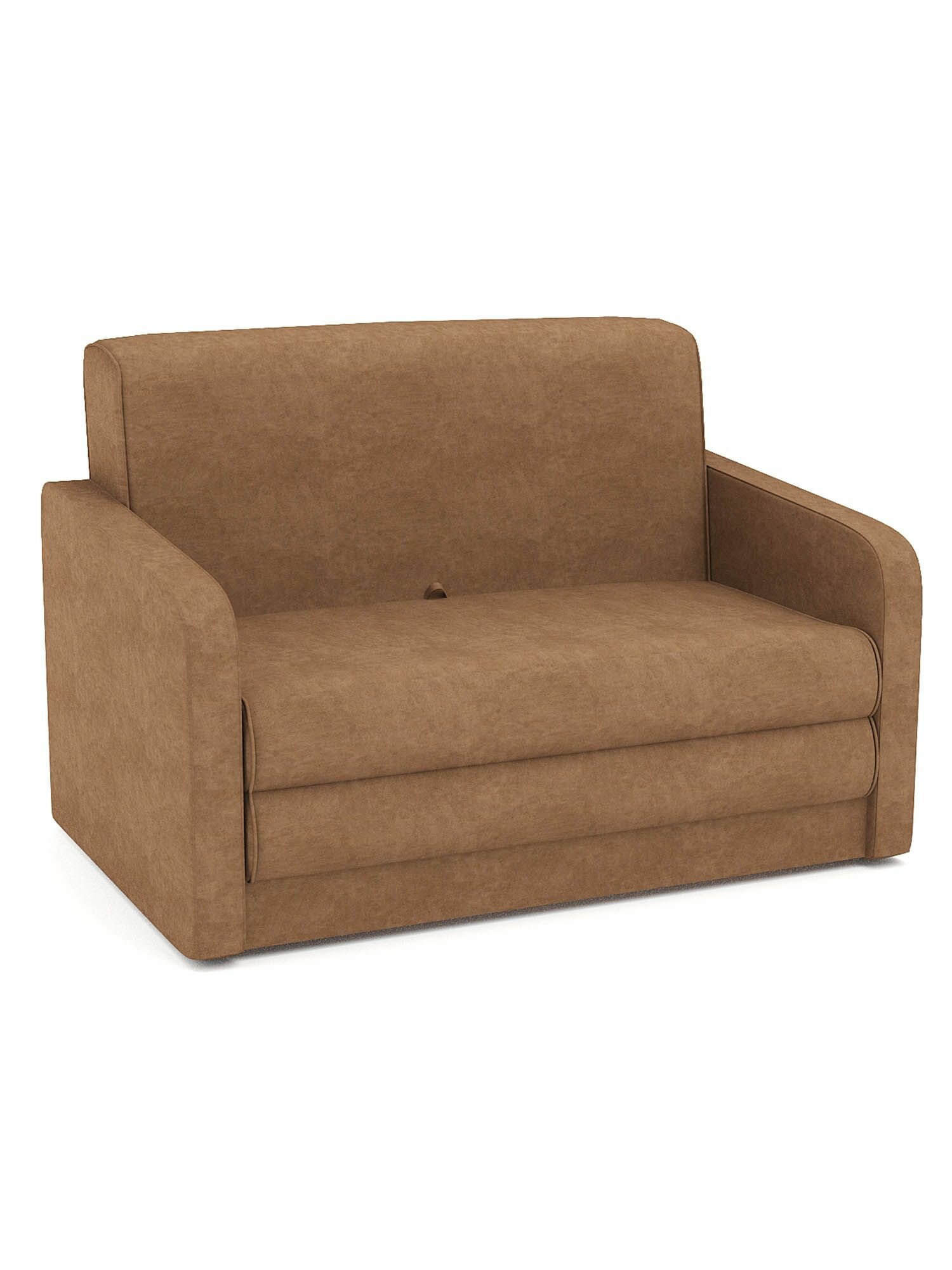 Диван раскладной полутороспальный 120 см, мягкие локти, флок светло-коричневый #88 / олмп