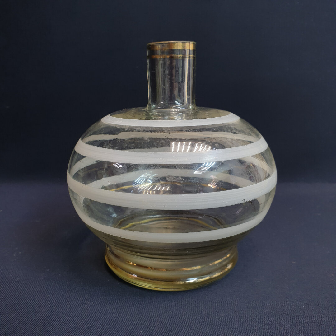 Штоф (без пробки), стекло, позолота (потертости), крытье, 1 литр. Винтаж, СССР.