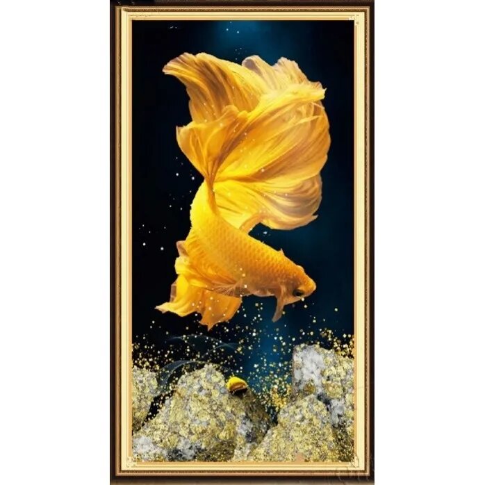 Набор для вышивки крестом QIANZEHUI Золотой бета, синий карп A, 11CT 50X90cm cotton