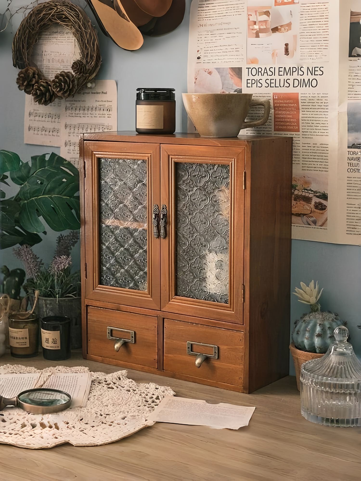 Винтажный деревянный ящик, для хранения, ручки для переноски