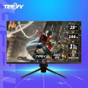 Teefy 28" Монитор 144 гц 4к оригинальная IPS панель игровой без рамки(Type-C), черный