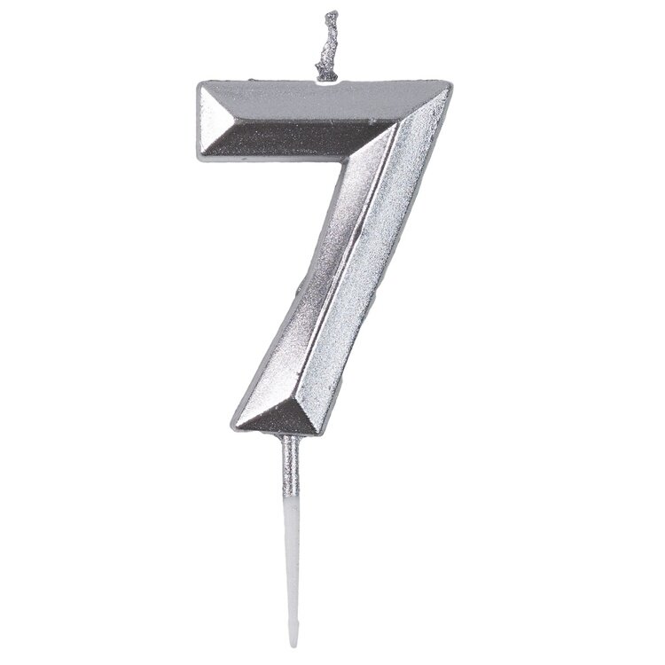 Свеча Веселая затея цифра 7 Диамант, серебро, высота 4.5 см