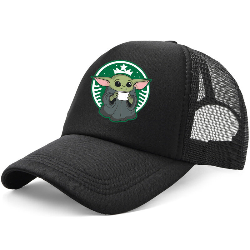 Трансграничная новая детская кепка Йода, анимационная сетчатая кепка с периферией, спортивная дышащая милая бейсболка, фуражка