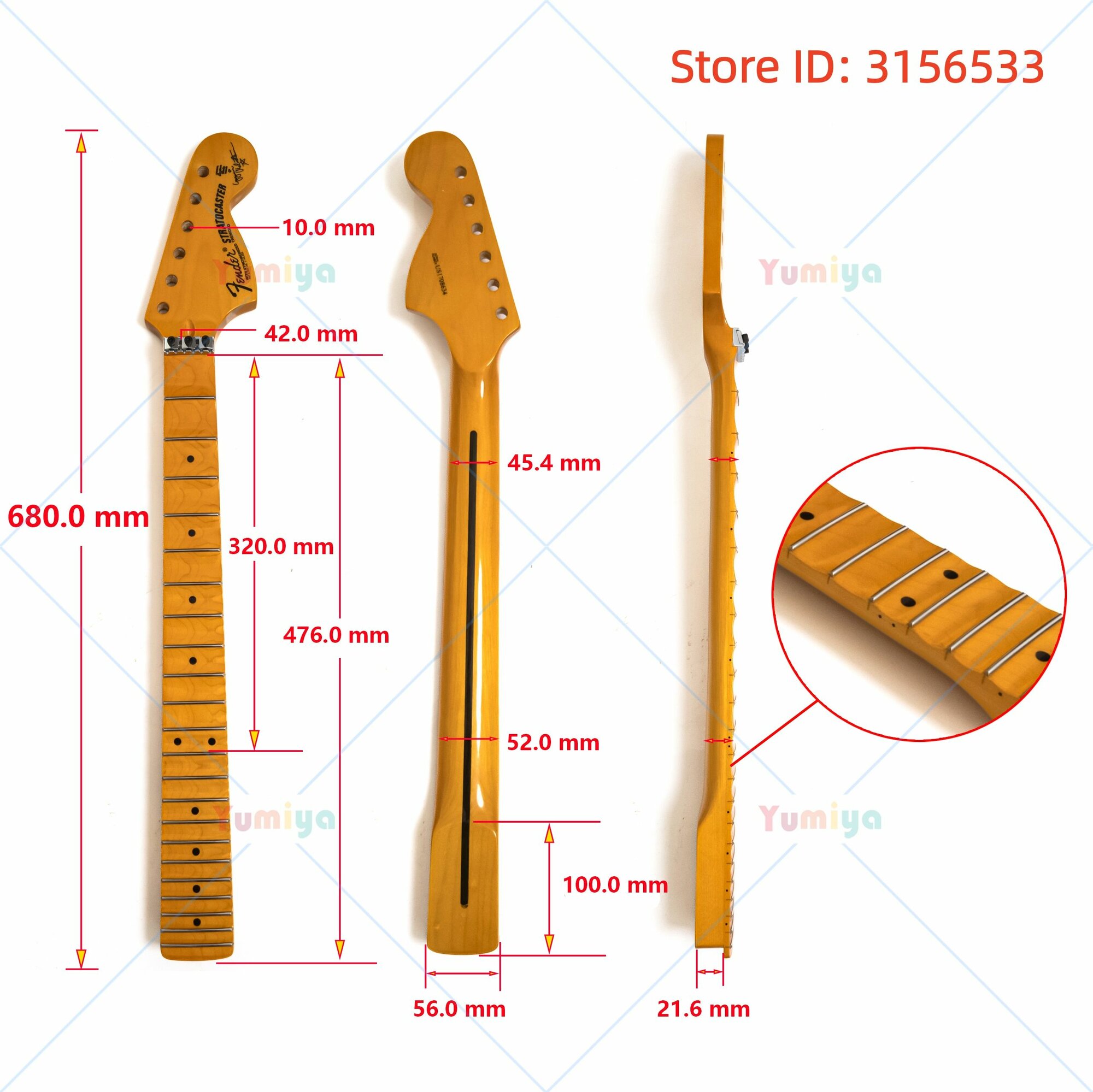 Гриф электрогитары Fender Stratocaster с зубчатым кленовым грифом, Стопорная гайка, 22 Лады для деталей электрогитары ST