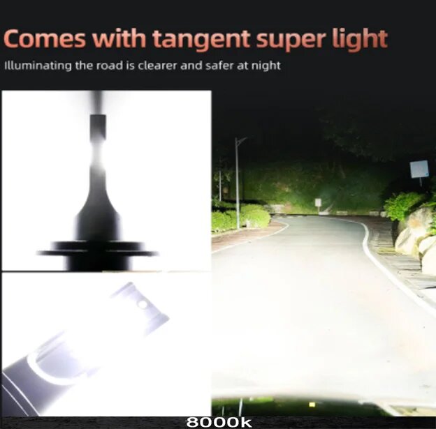 Одна светодиодная лампа для мотоциклетной фары H4 H7 H11, 80 Вт, ближний и дальний свет, 6000K, трубчатая фара для скутера, бело-желтая.