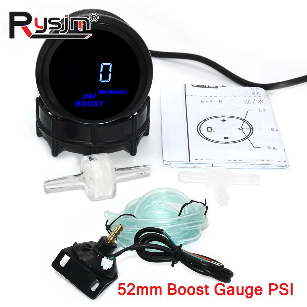 52мм Цифровой Датчик Давления Наддува Boost Gauge PSI