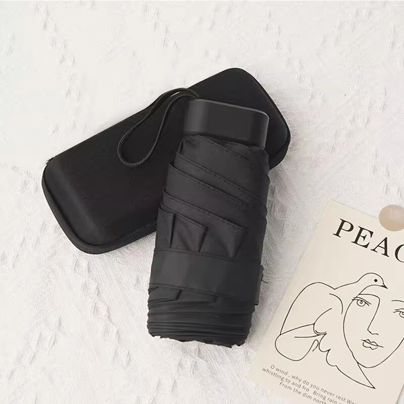 Зонт, плоский, мини, ультралегкий, виниловый, солнцезащитный, черный, 60% скидка