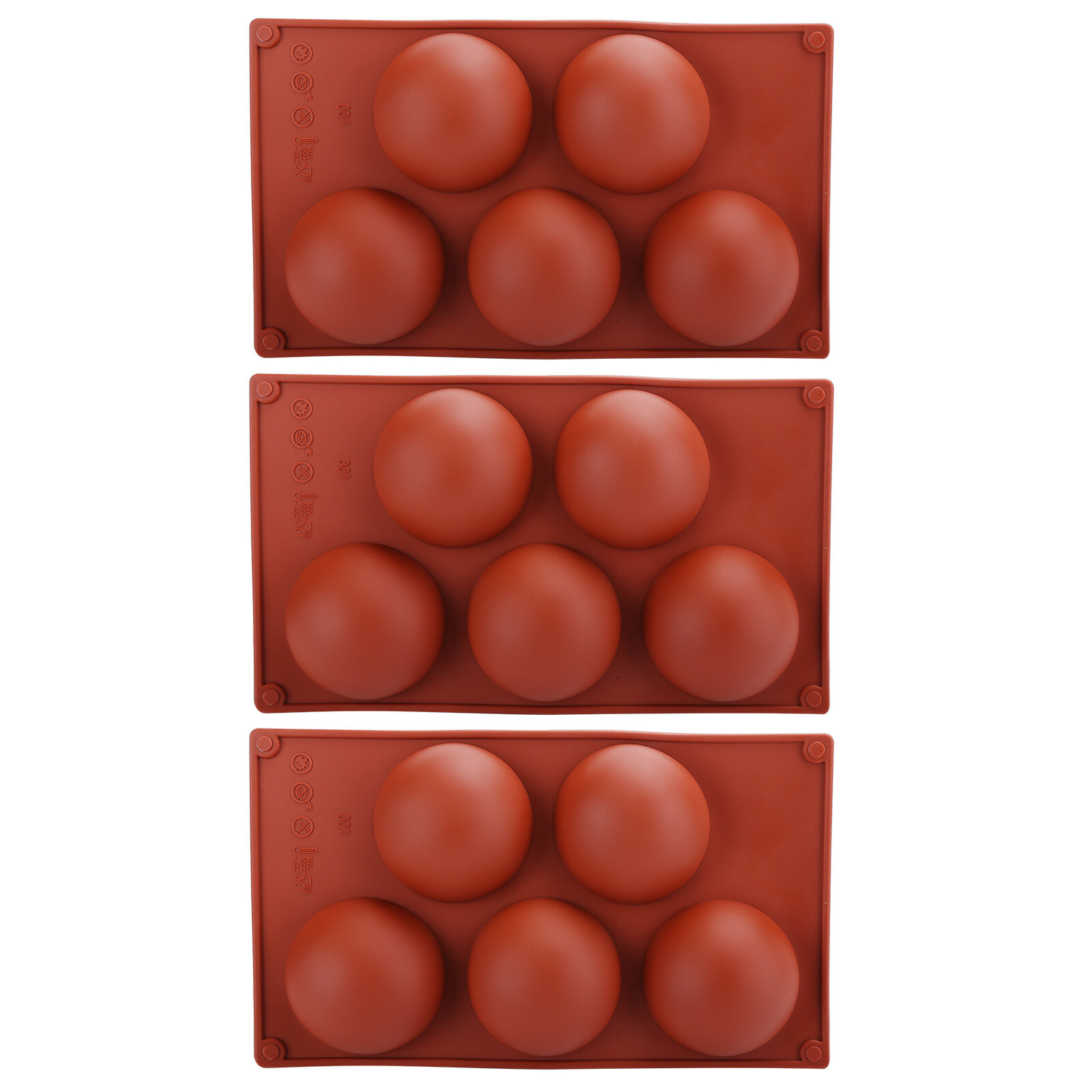 3PCS Semi Sphere Silicone Mold Baking for DIY Making Hot Chocolate Mousse Cake5 Hole