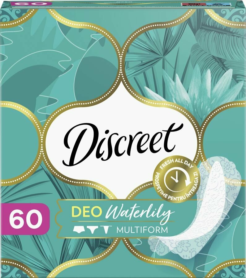 Прокладки ежедневные DISCREET Multiform Deo Water Lily, 60шт x 5 упаковок
