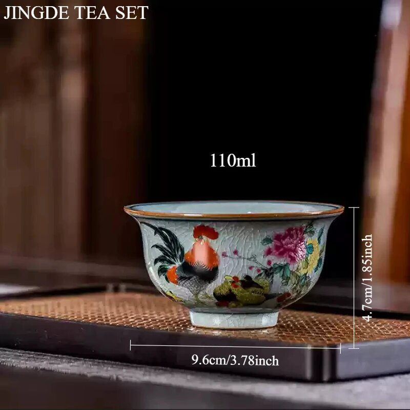 Китайская керамическая чашка JINGDE TEA SET с рисунком петуха 100/160 мл B--110ML