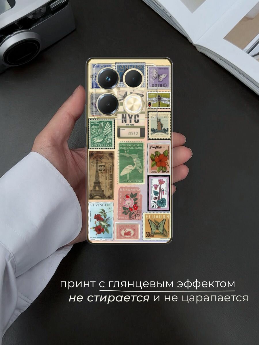 Силиконовый чехол на Infinix Note 40 / Инфиникс Нот 40 с принтом Марки — фото 1