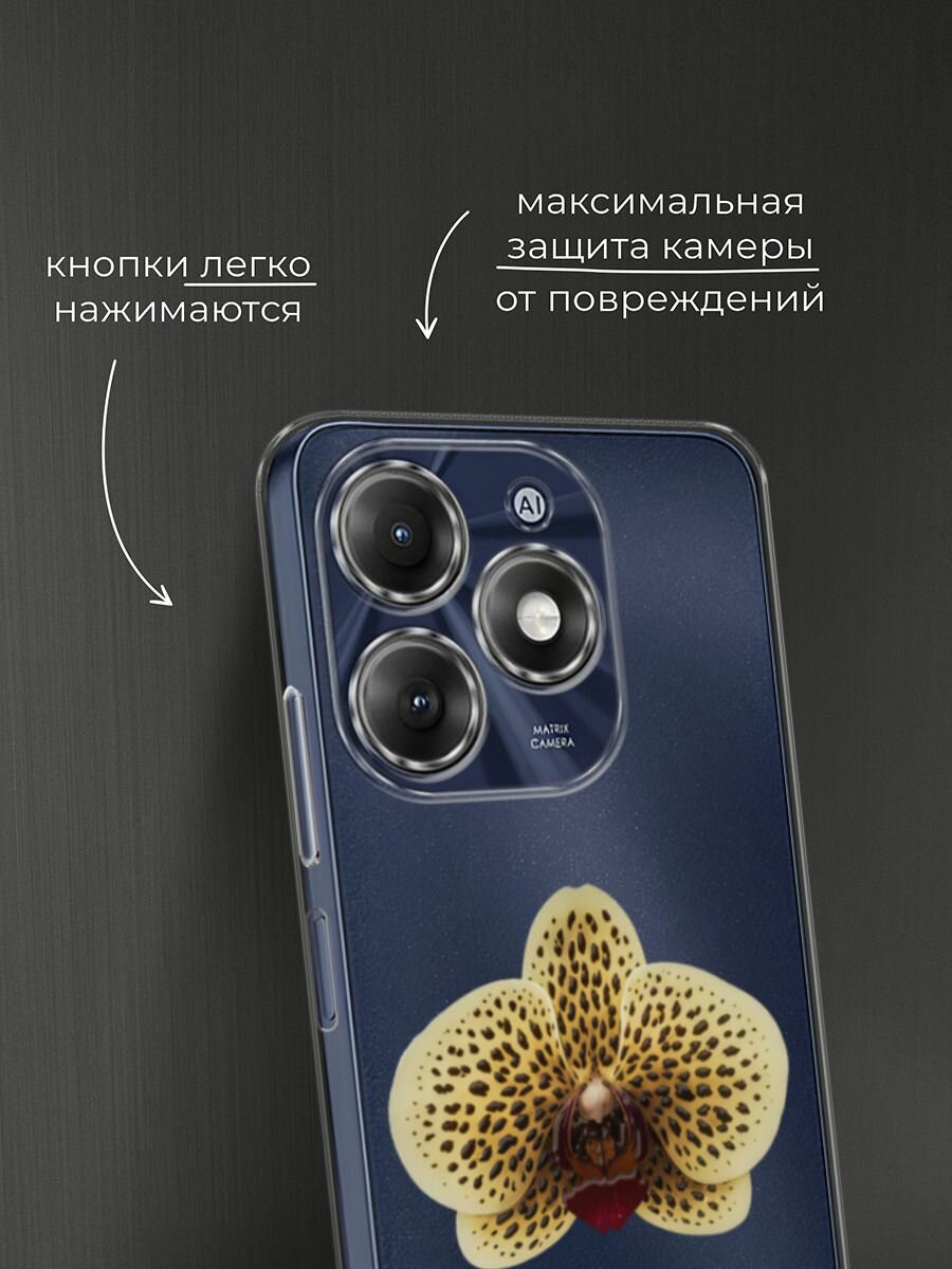 Силиконовый чехол на Itel A70 / Ител А70 с принтом Желтая орхидея — фото 1