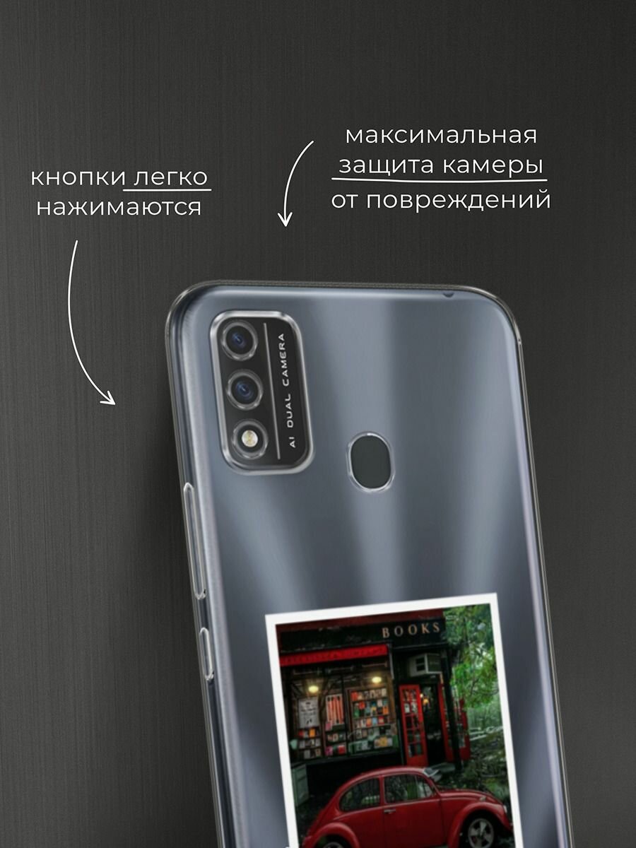 Чехол на Itel A48 / Ител А48 с принтом Осенний палароид красный — фото 1
