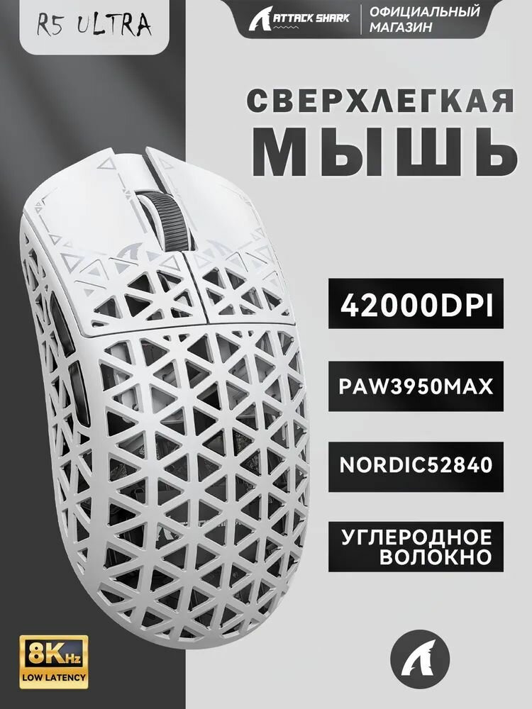Игровая мышь беспроводная R5ULTRA, белый