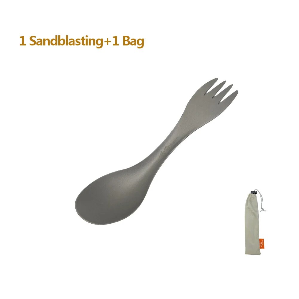 Титановая ложка-вилка 2-в-1, цвет: 1Pc Sandblasting