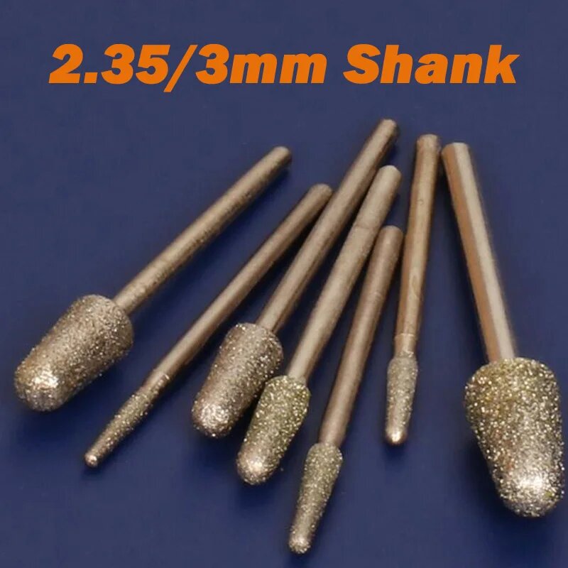 Хвостовик 2,35/3 мм 0,8/1/1,5/2/3/4/5/6/8/10 мм, алмазная шлифовальная 10Pcs, 2mm, 2.35mm Shank