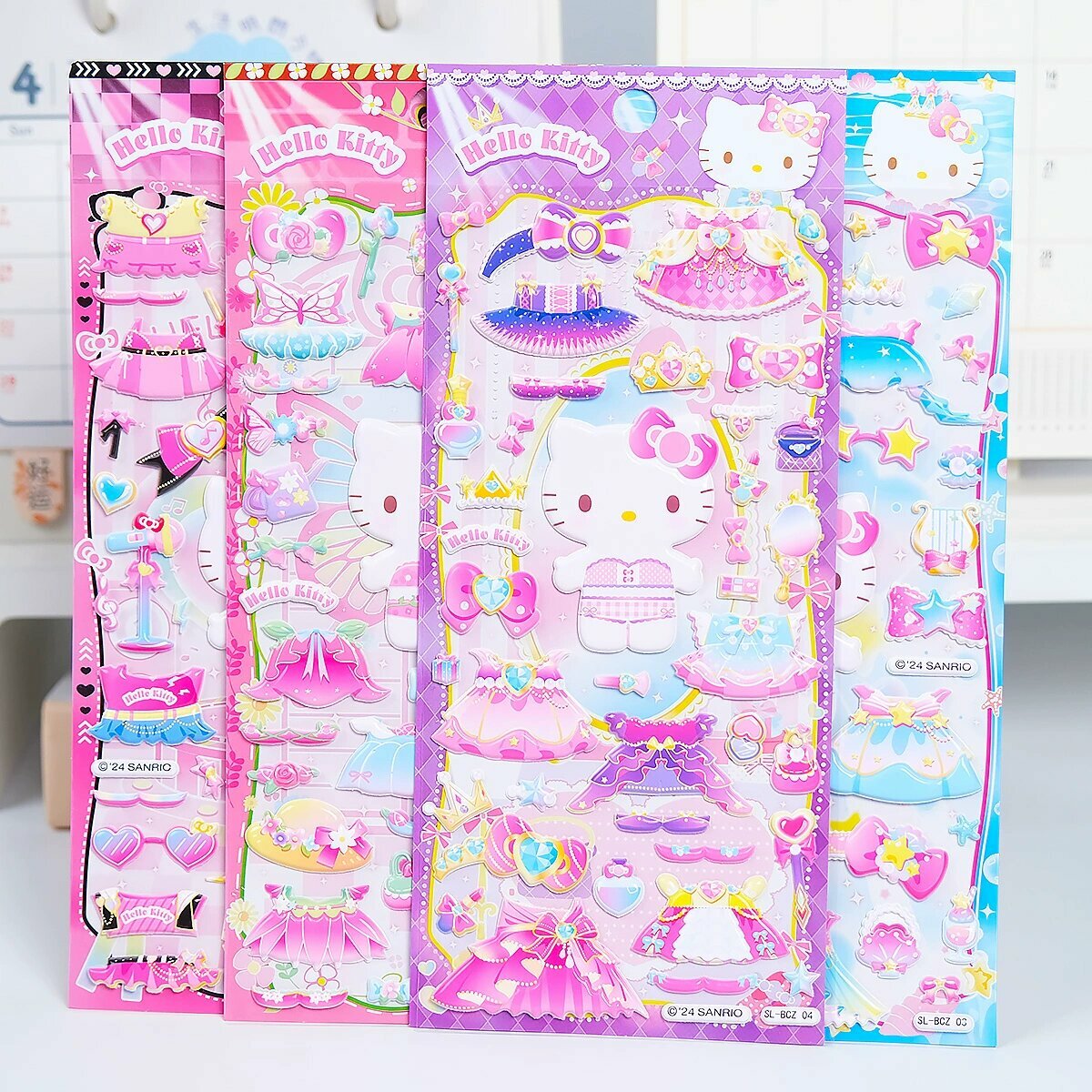 Набор наклеек Hello Kitty 3D Bubble полный комплект 4 листа с сборником - Наклейки для одежды детей