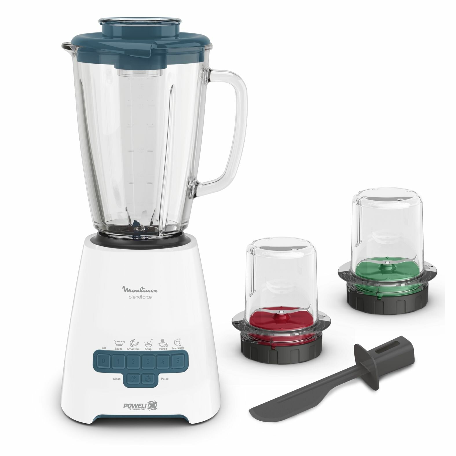 Блендер стационарный Moulinex Blendforce 2 Piano LM488410, 800 Вт, объём чаши 1.75 л, 5 программ