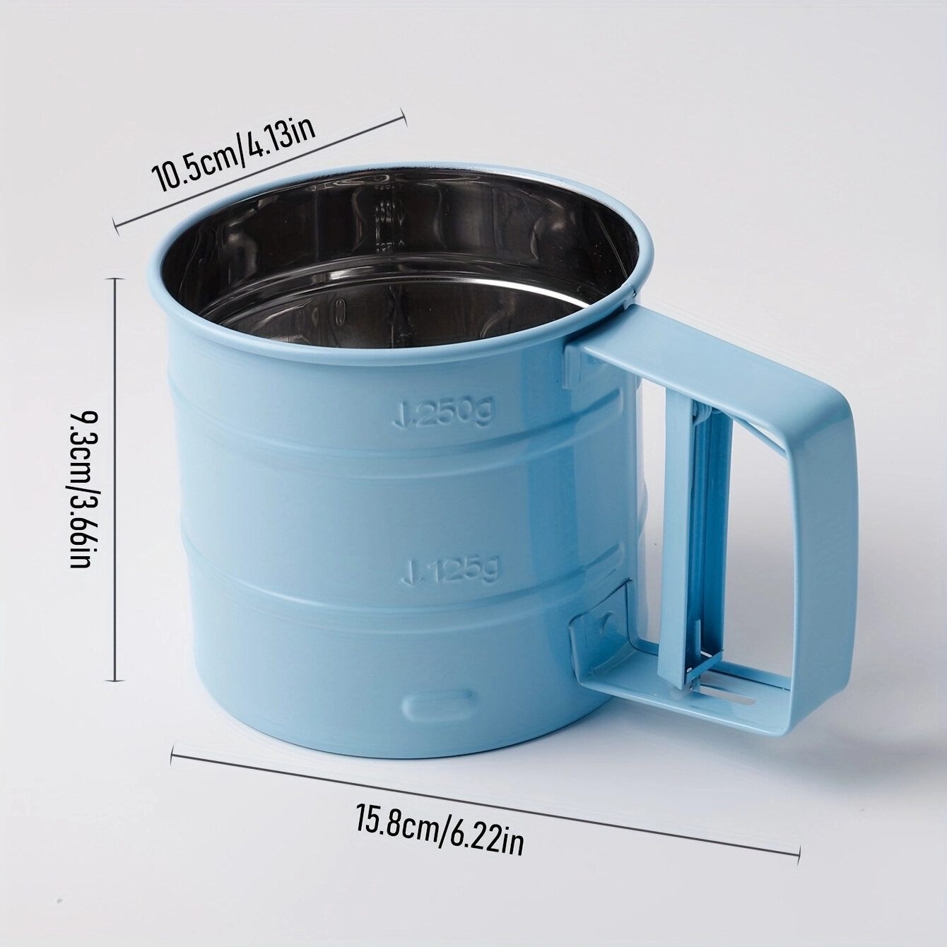 Синий, порошковый стакан, фильтр для муки, ручной, материал из нержавеющей стали