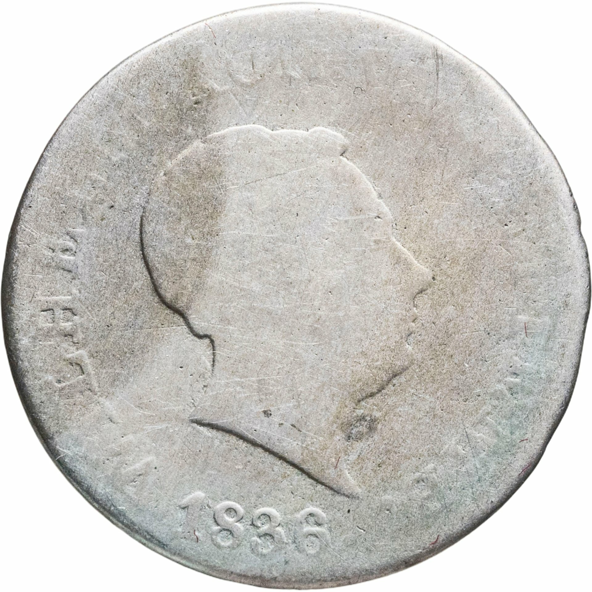 Вюртемберг 6 крейцеров 1836, Серебро, в сохранности VG-F