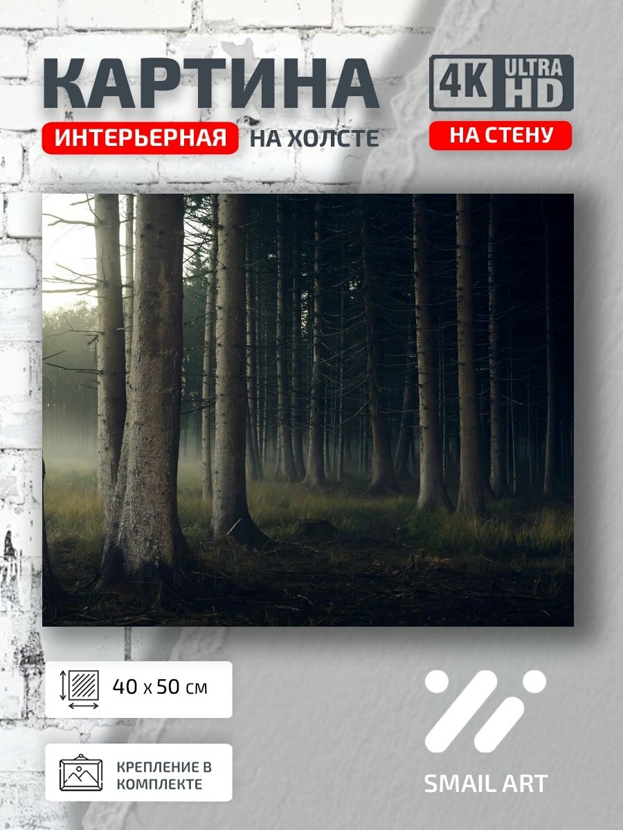 Картина на холсте интерьерная 40 на 50 на стену Природа лес для офиса пейзаж