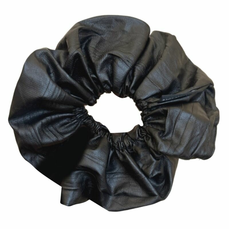 Модная кожаная веревка для волос с кольцом в толстой кишке-черная большая