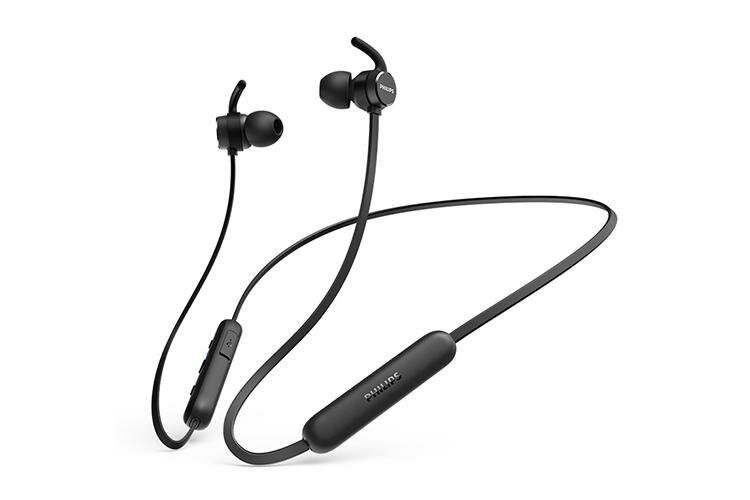 Наушники PHILIPS E1205 беспроводные спортивные с шейной дужкой, черные, активное шумоподавление