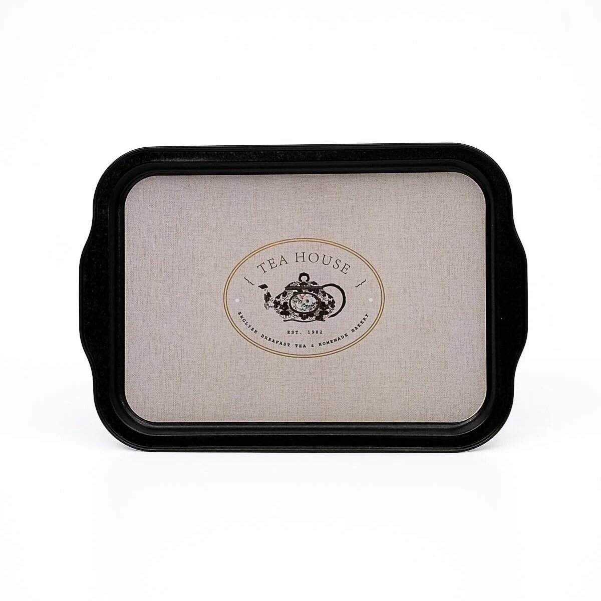 Поднос металлический с ручками Evle linen texture 215x316 мм