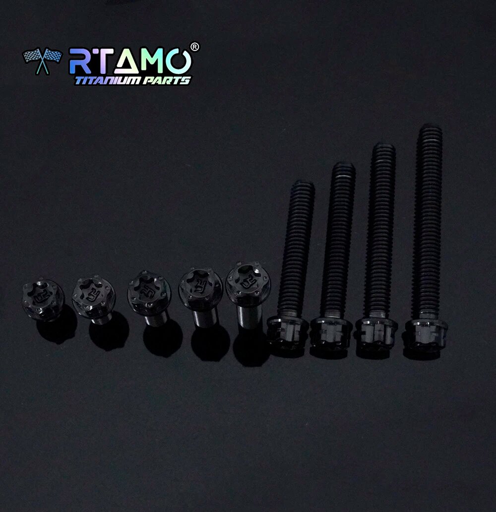 RTAMO Титановый болт M6X10/15/20/25/30/35/40/45/50 для мотоцикла и Black (1piece), M6X25 mm