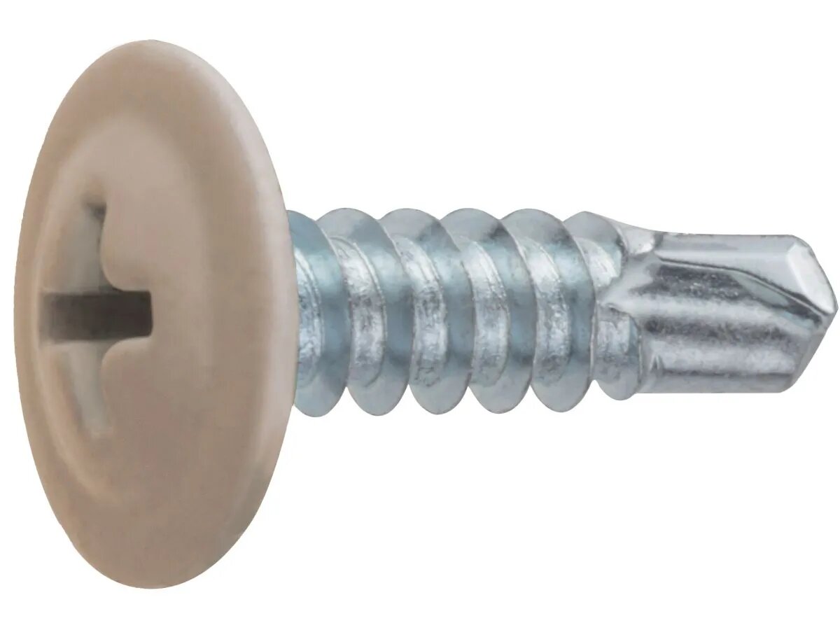 Саморез прессшайба 4,2х25 сверло , стальной , крашеный RAL1015 "Мастерболтиков" ( 100шт )