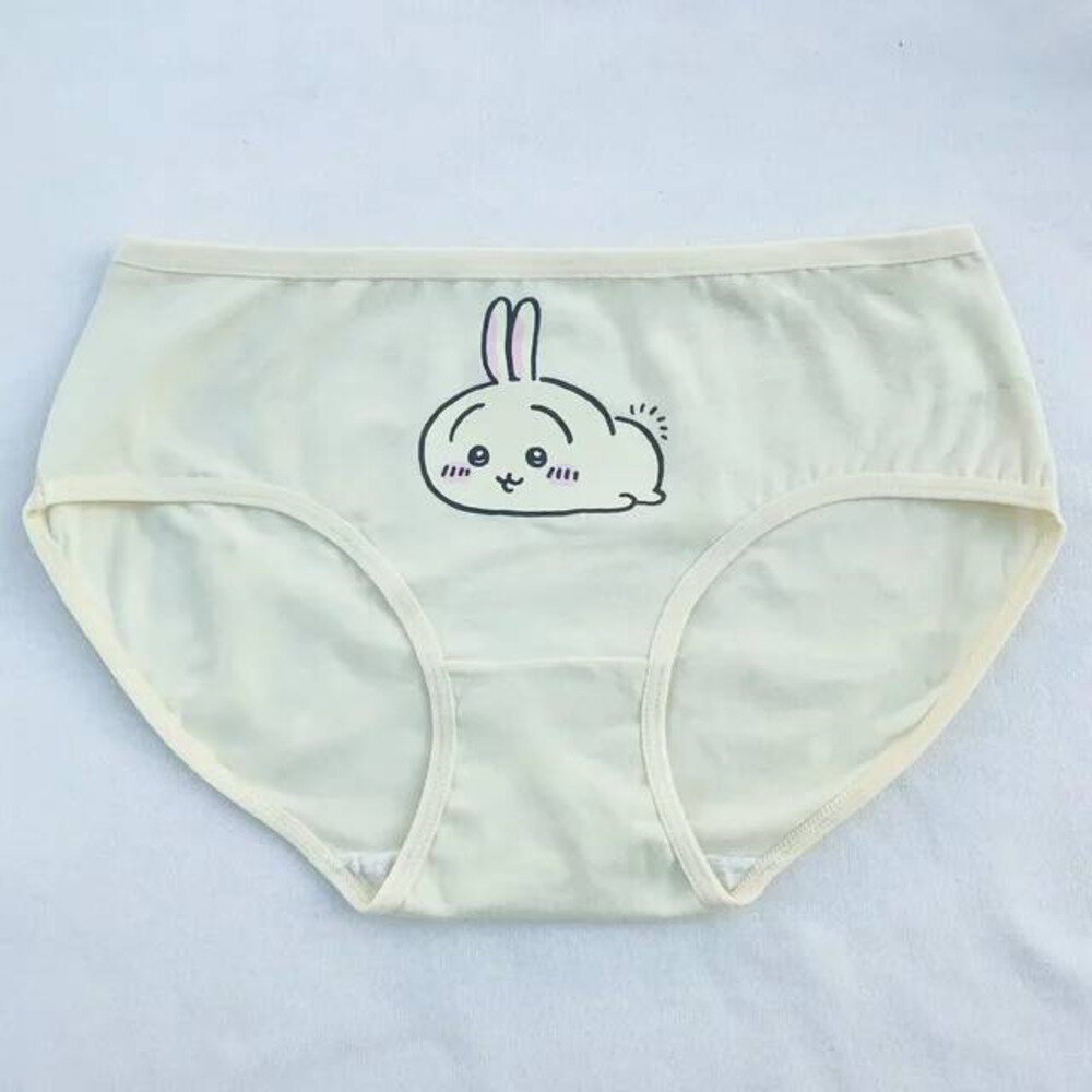 Милые трусики-стринги в стиле аниме с изображением Чиикавы Хачиваре Усаги. Женское нижнее белье, трусики для девочек, хлопковые трусики, милое белье, белые мягкие треугольные трусики.