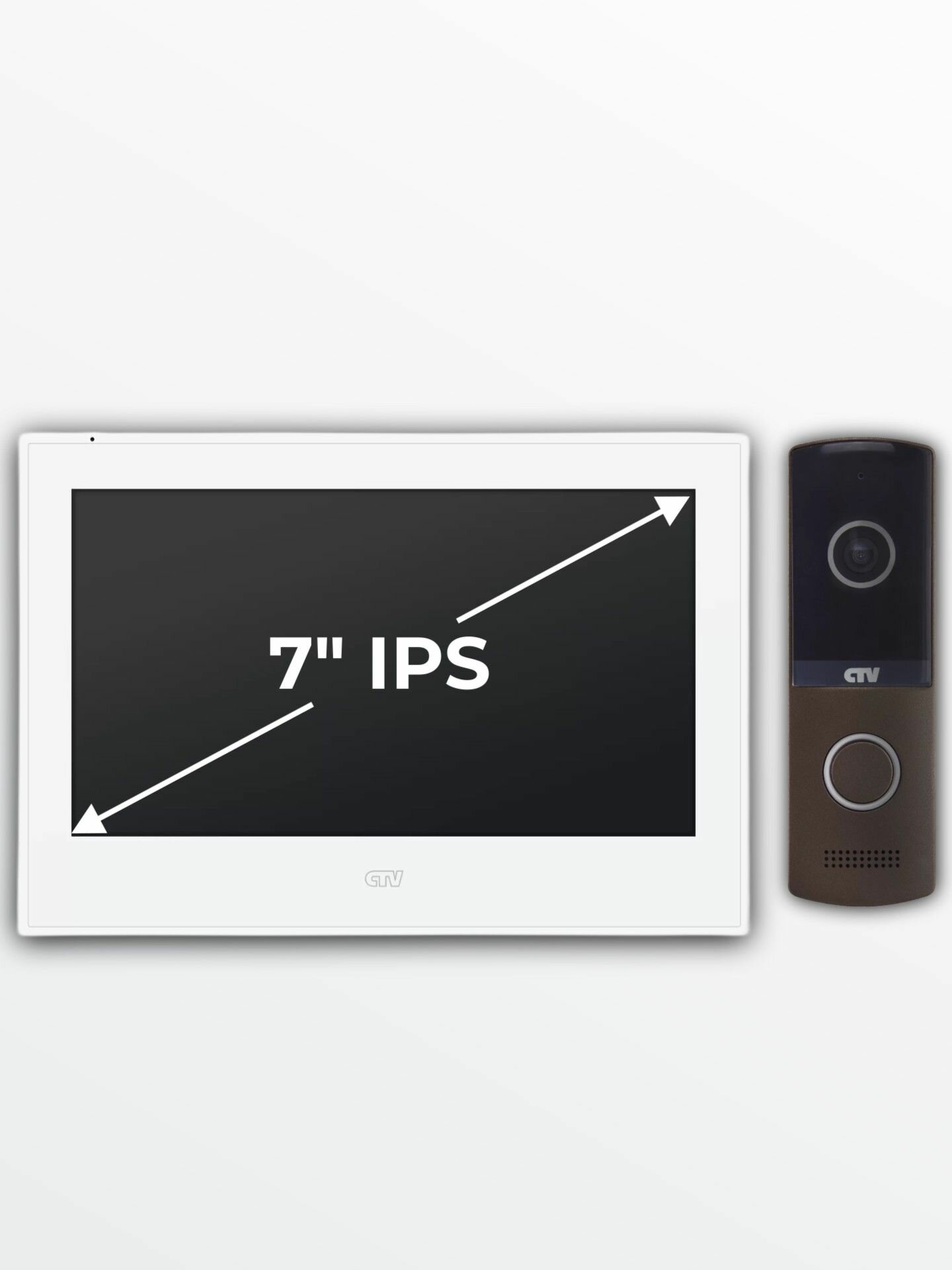 Комплект WiFi видеодомофон для квартиры: монитор 7" CTV-M5704AI (W) + вызывная панель CTV-D4003NG (B), для дома или офиса, управление со смартфона, AI-функции, подключение к подъездному домофону