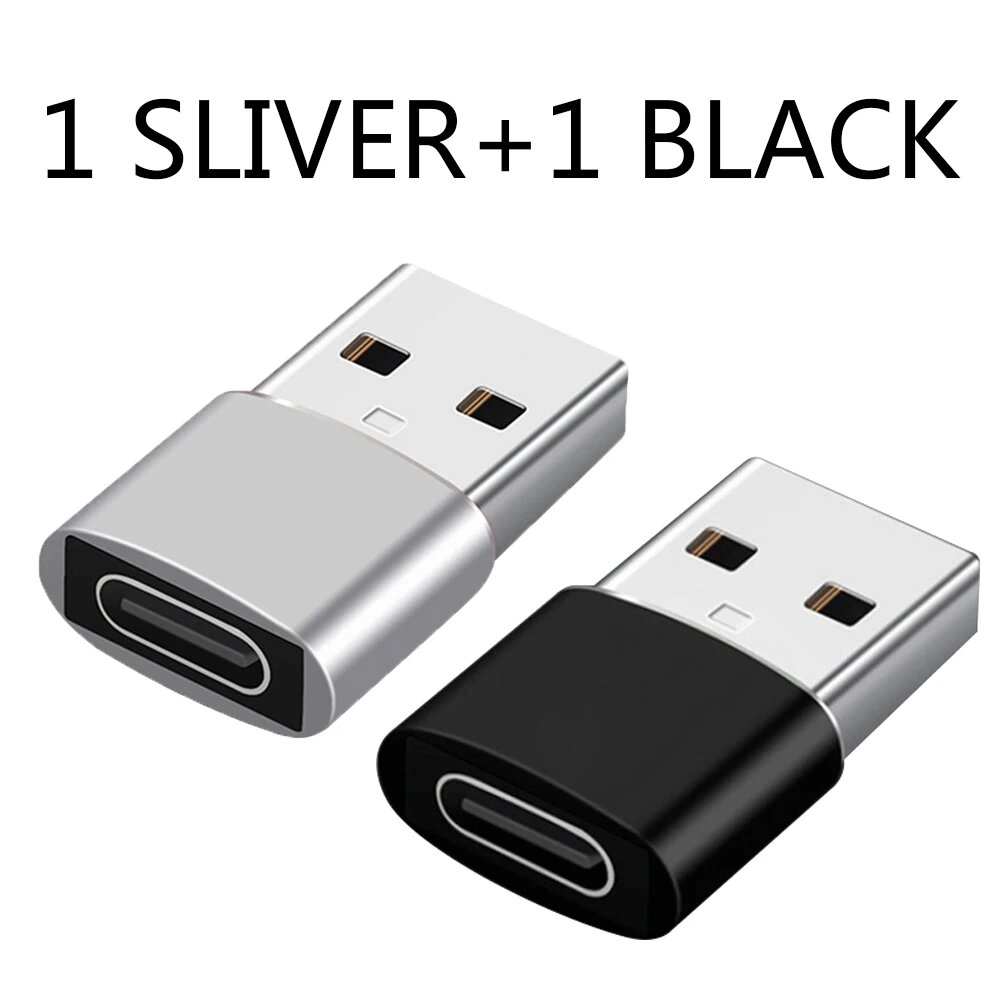 Адаптер USB C Type C - USB 2шт (1 Silver, 1 Black)