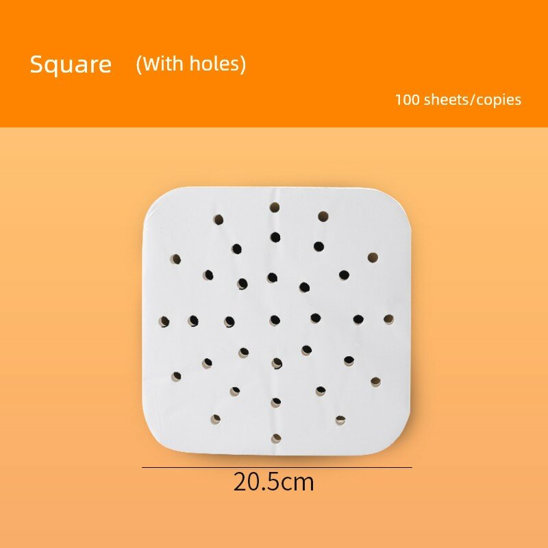 Бумага для выпечки для воздушного фритюера квадратная белая 20.5 см с отверстиями 100 листов - противоскользящая,